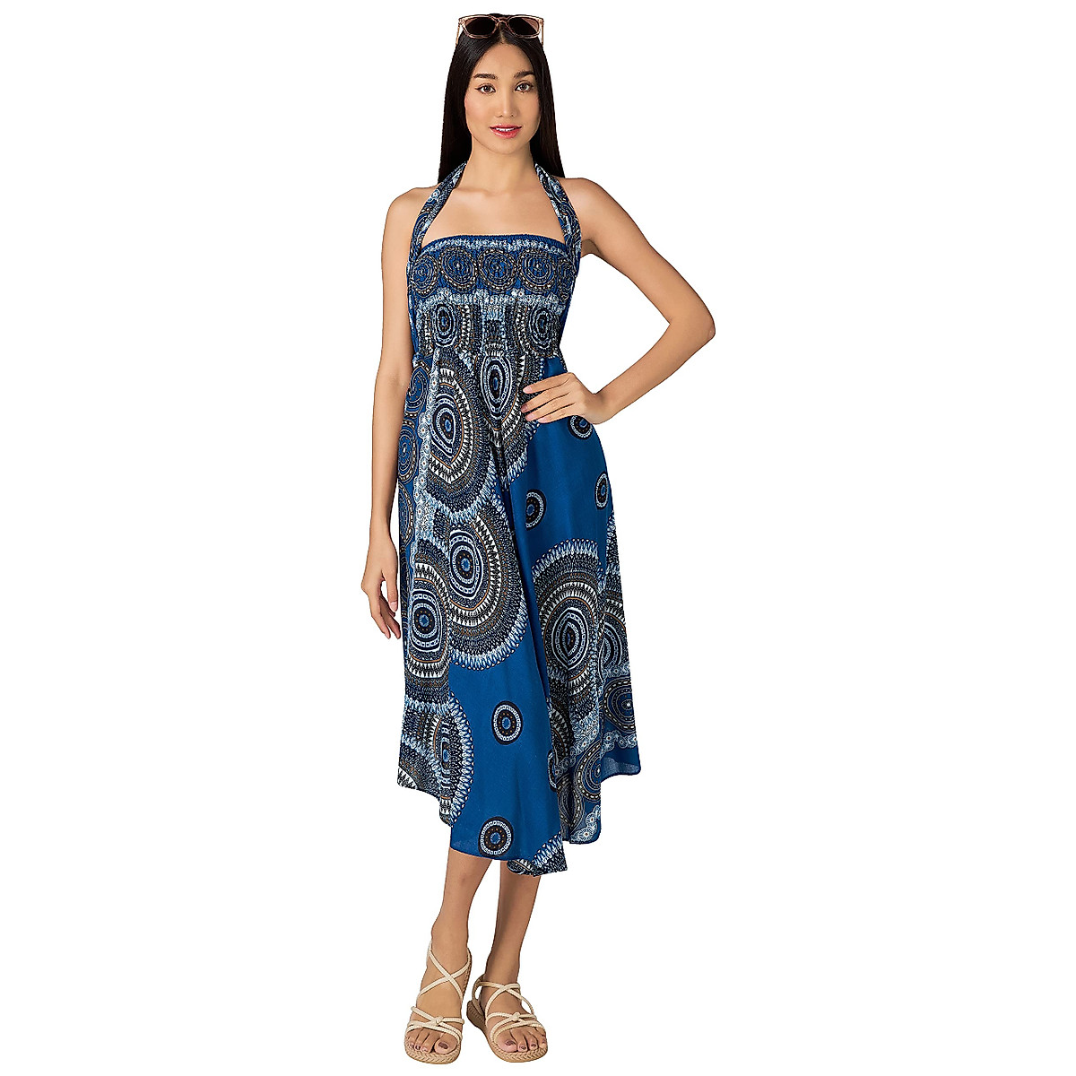 Joob Joob Long Boho Skirts for Women - Bohemian Hippie Maxi Summer Skirt Blue