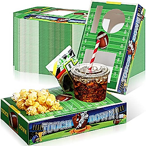 20 Pcs Large Snack Food Trays Disposable with Football Style Movie Night Trays Paper Popcorn Nacho Drink Candy Holder Movie Theater Snack Boxes Bowls Movie Trays for Kids Movie Night Party Supplies