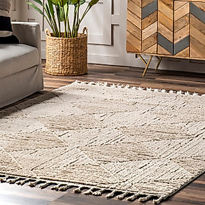 nuLOOM Kerry Geometric 7x9 Area Rug for Living Room Bedroom Dining Room Kitchen, Beige
