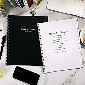 Monthly Planner 2023-2025 - Monthly Calendar 2023-2025 with Two-Side Pocket, July 2023 - June 2025, 9" x 11", Two Years Monthly Planner, Cardboard Cover, Perfect Organizer