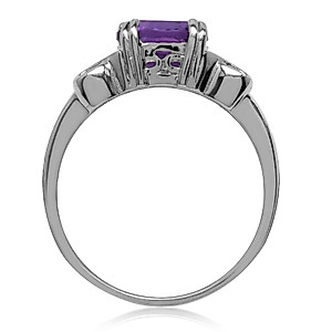 Silvershake 1.4 CTW 8X6mm Genuine Oval Shape African Purple Amethyst 925 Sterling Silver Victorian Inspired Solitaire Ring February Gemstone Birthstone Size 8