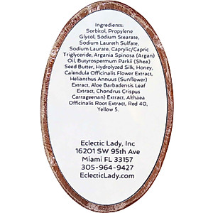 Eclectic Lady Orange Clove Shampoo Soap Bar with Pure Argan Oil, Silk Protein, Honey Protein and Extracts of Calendula Flower, Aloe, Carrageenan, Sunflower - 4 oz Bar