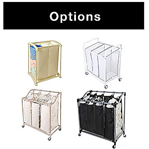Smart Design Premium Rolling 3 Compartment Mesh Laundry Sorter Hamper w/Wheels & Handles - Steel Metal Frame - VentilAir Fabric Design - Clothes & Laundry - Home Organization (Holds 9 Loads) [White]