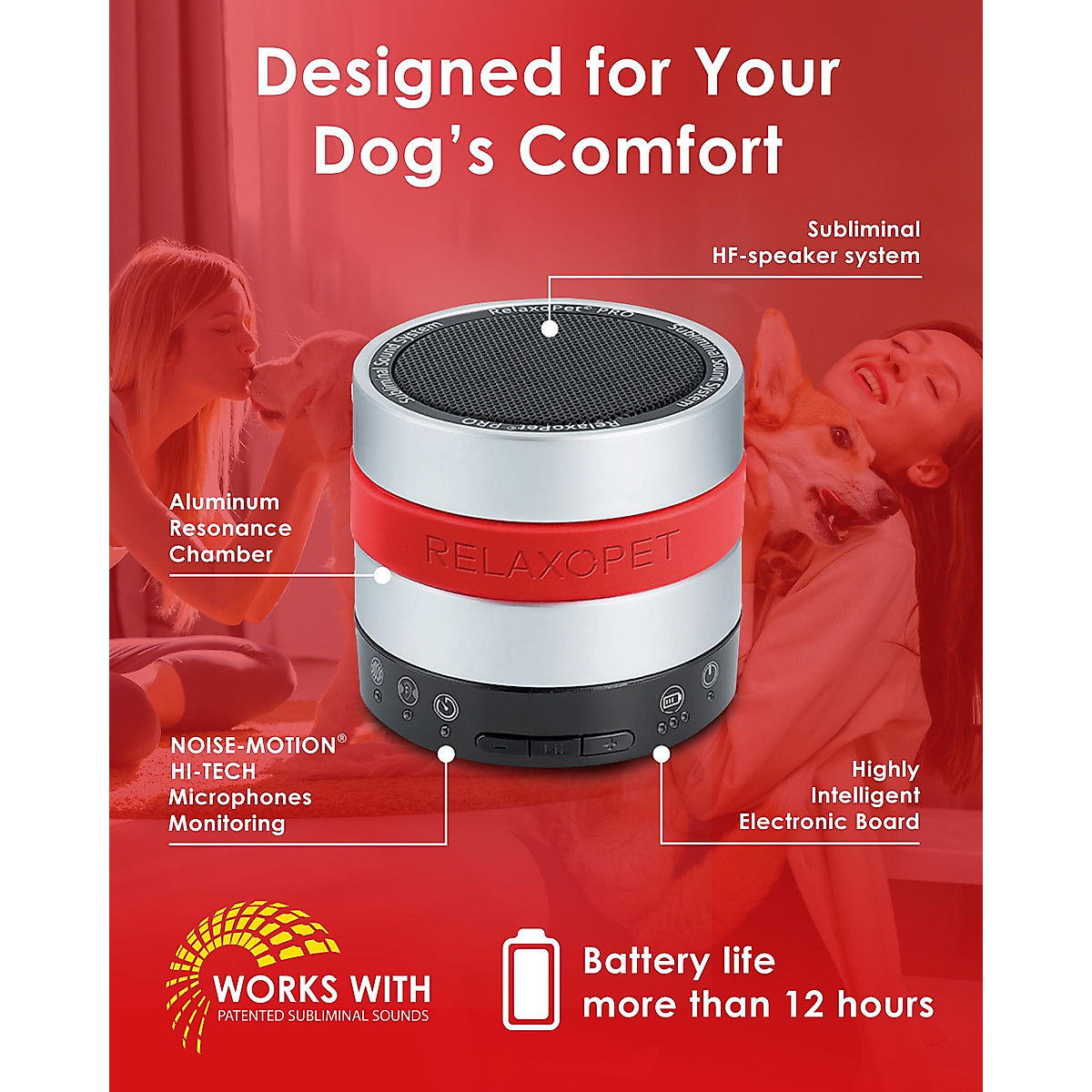 RelaxoPet Pro Dog Relaxation System - Calming for Dogs Relaxation Device with Noise Motion, LED Indicator, Pro Timer - Portable Sound Machine for Dogs for Thunderstorms, Fireworks, & Travelling