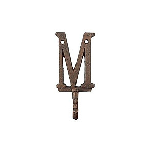 Handcrafted Nautical Decor Rustic Copper Cast Iron Letter M Alphabet Wall Hook 6"