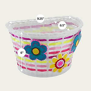 Schwinn Bike Basket for Kids With Light-Up Flowers, Front Handlebar, Bicycle Accessories for Boys and Girls, Fits Most Bikes