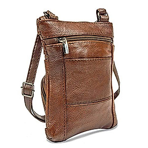 Genuine Leather Cross Body Handbag - Women Messenger Bag with Passport and Vaccine Card Holder (Coffee)