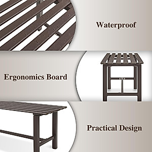 Mutaomay Outdoor Bench, Metal Weatherproof Front Porch Bench, 2-Person Porch Bench, Anti-Rust Outdoor Backless Bench for Park, Swimming Pool, and Yard, Light Weight with 350LBS Capacity (Dark Brown)