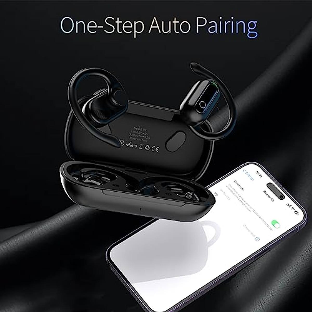 Open Ear Headphones Bluetooth 5.3 Wireless Earbuds, True Open Ear Earbuds with Rotatable Earhooks, 55Hrs Playtime, IPX7 Waterproof Deep Bass Earphones for Sports, Workouts, Running, iPhone & Android