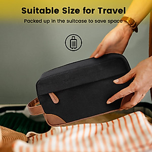 Vorspack Toiletry Bag Hanging Dopp Kit for Men Water Resistant Canvas Shaving Bag with Large Capacity for Travel- Black