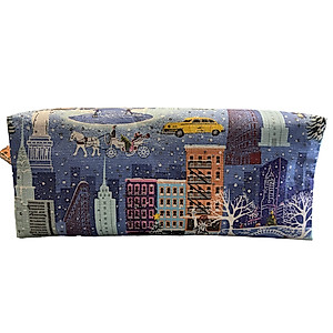 Snowy Manhattan NYC Boxy Pouch, Toiletry Bag, Dopp Bag, Zipper Pouch, Accessory Bag, Dopp Kit, Travel Bag, New York City Theme (B319)