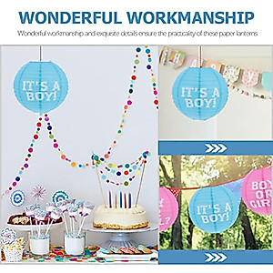 Gadpiparty Gender Reveal Hanging Ornament 3Pcs Party Paper Lanterns Baby Shower Lanterns Round Folding Lanterns Its a Boy Lanterns Birthday Party Hanging Decorations (Sky- Blue) Japandi Decor