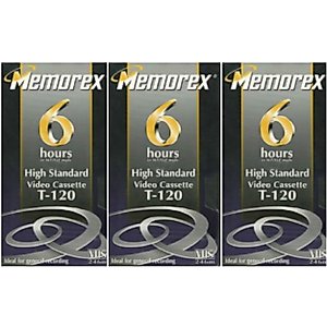 Memorex High Standard T-120 6-hour Video Cassette VHS HS - 3 Pack