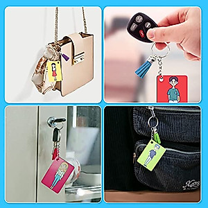 HTVRONT Sublimation Keychain Blanks Bulk - 120Pcs Sublimation Blanks Keychain with Blue Protective Film - MDF Rectangle Keychain with Tassels - Heat Transfer Keychain Blanks Double Sided