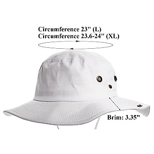Sun-Hats-for-Men-with-UV-Protection-Wide-Brim Bucket Fishing Safari Boonie Hat for Summer (White, XL)