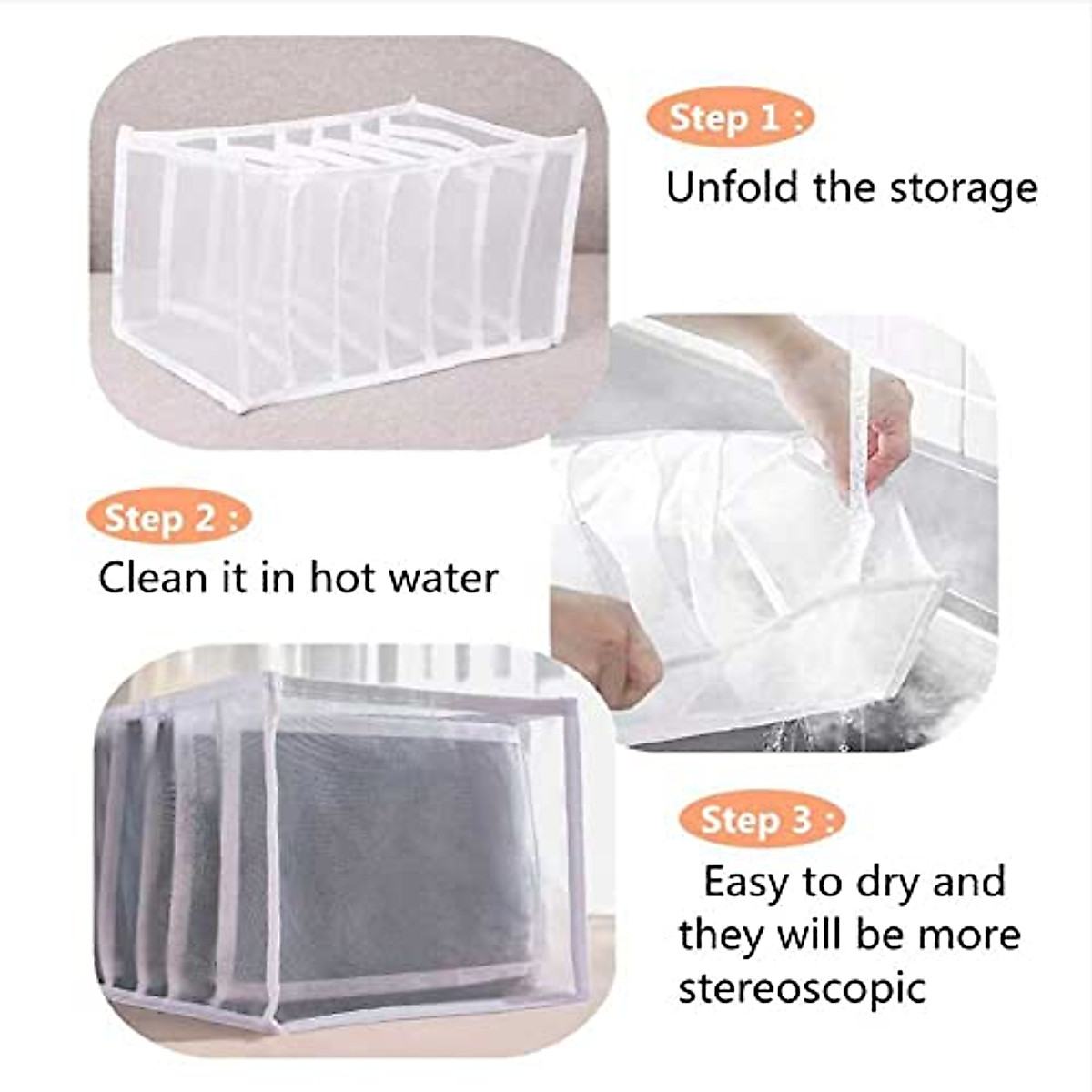 LALEO Wardrobe Clothes Organizer, 7 Grids Visible Foldable Closet Organizers, Compartment Storage Box for Jeans, Leggings, T-Shirt, Skirt