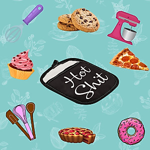 Funny Oven Pads Pot Holder with Pocket for Baker Hot Shit Humor Gift Gag Baking Gift (Hot Shit)