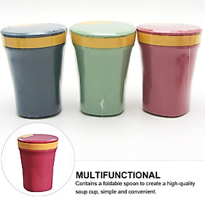 Cabilock Portable Soup Mug Soup Cup with Spoon Insulated Food Container Microwave Soup Mug with Lid Lunch Flask Oatmeal Bowls Microwave Safe Leakproof Travel Plastic Pp Food Jar