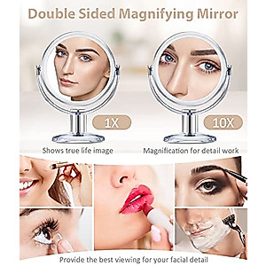 Gotofine Double Sided Magnifying Makeup Mirror, 1X & 10X Magnification with 360 Degree Rotation- Clear & Transparent