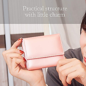 Charis HIGH FIVE Vegan Leather Trifold Mini Wallet for Women High Capacity Card Coin Purse - Pink