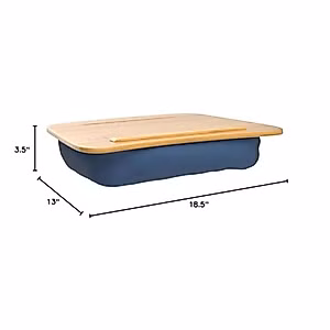 Yogibo Traybo 2.0 Lap Desk, Bamboo Top Lap Desk With Pillow for Laptop Built in Slot for Tablet or Phone, Lap Pad for Working, Reading, Writing, Lap Board, Blue