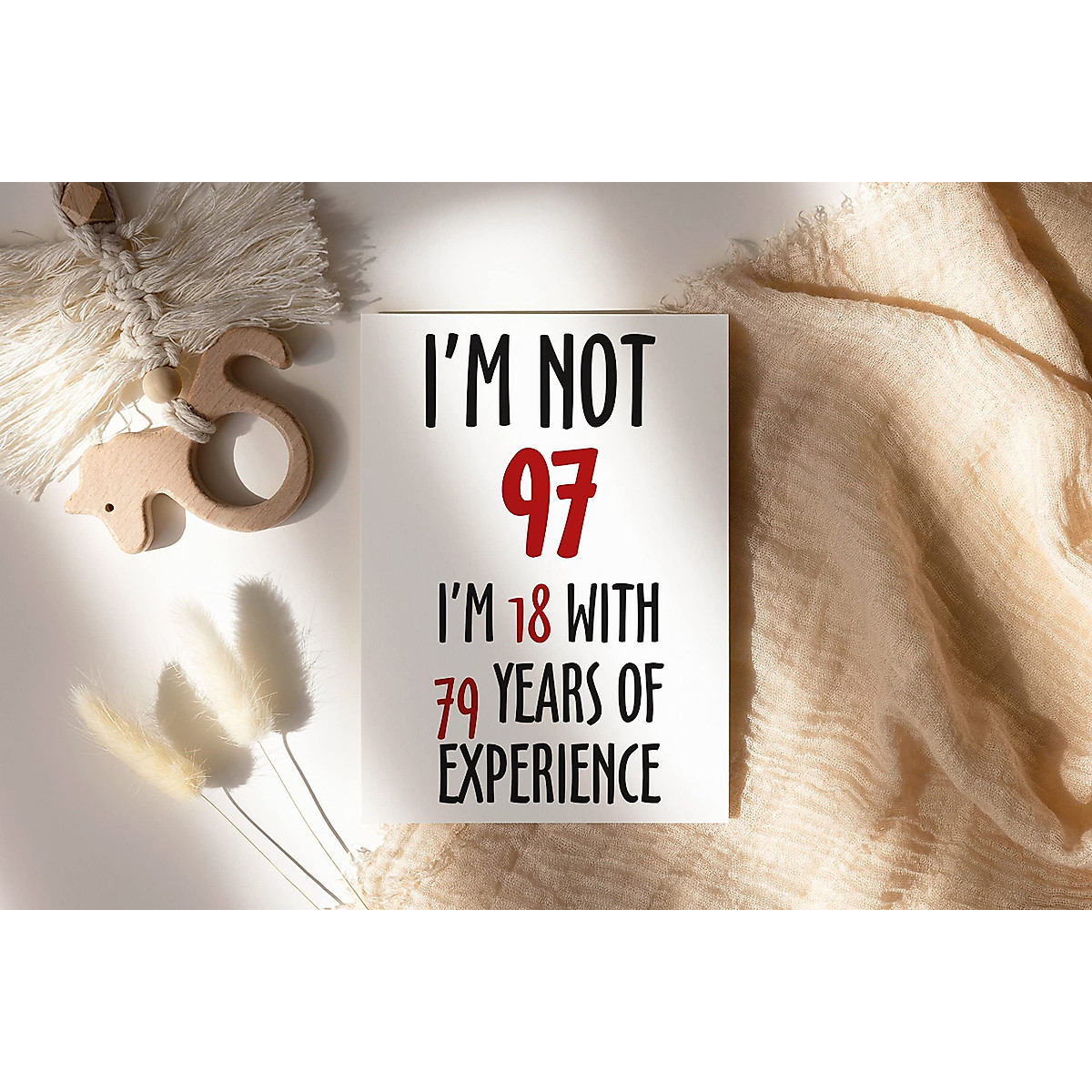 LissiArt97 Not 97 I'm 18 With 79 Years Experience Card - 97Th Birthday Card For Men Women - Mom Dad Grandma Grandpa - Humour Joker Card - Funny Birthday Card - Greeting Card