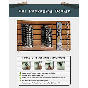 NACETURE Vinyl Siding Hooks Hanger - 20 Pack add 6 Pack Heavy Duty Stainless No-Hole Needed Vinyl Siding Clips for Hanging- Vinyl Siding Hooks for Outdoor Decorations
