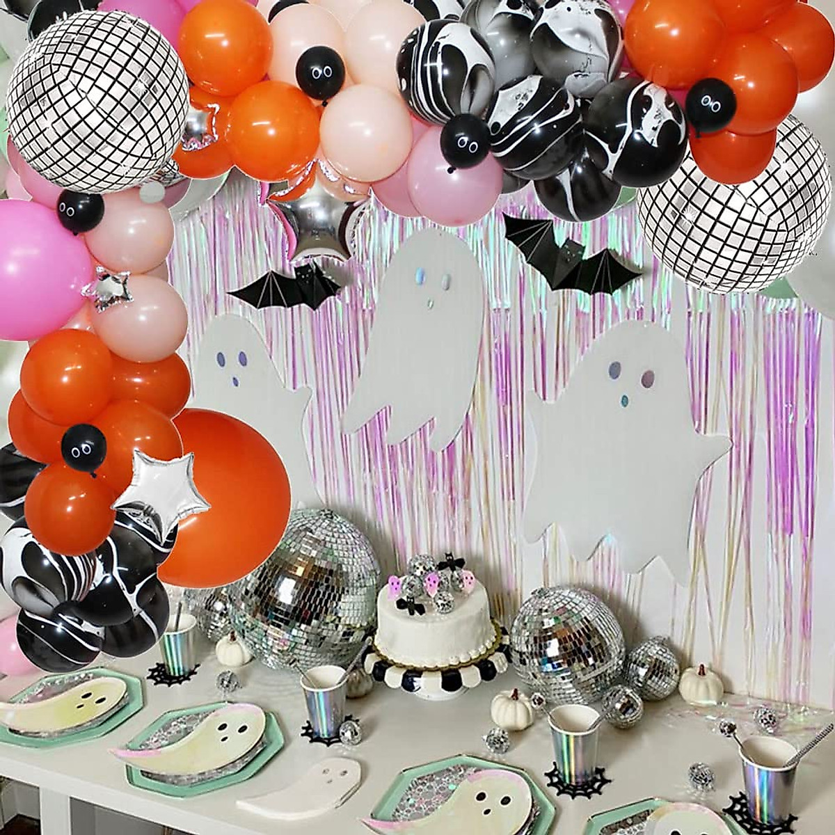 Halloween Bachelorette Balloons Arch Garland Kit, Lets Go Ghouls Halloween Balloon Arch with 22" 4D Disco Ball,Eyeball Balloons for Halloween Bachelorette Party,Spooky Good Time,Western Bridal Shower