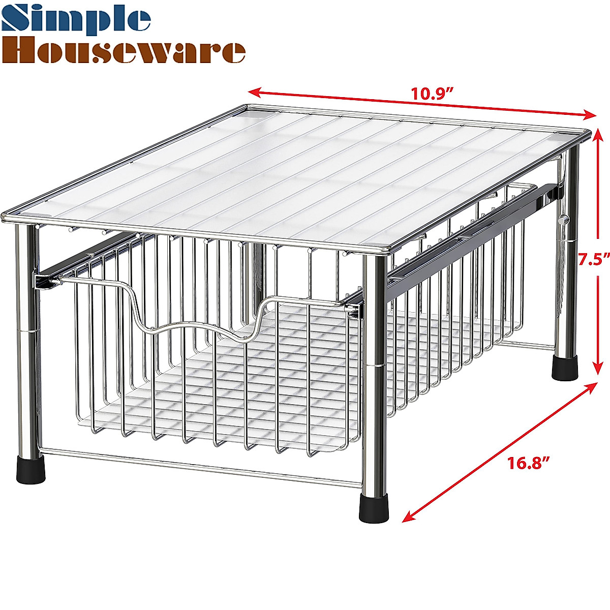 Simple Houseware Stackable Basket Drawer, Chrome