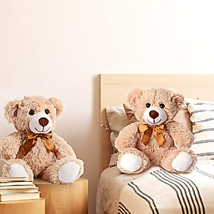 Civaner 4 Pack 14 Inches Christmas Bear Plush Stuffed Animals Cute Soft Bears Bulk for Girls Boys Girlfriend (Light Brown)