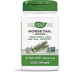 Natures Way Horsetail Grass 400 Milligrams, 100 Vegetarian Capsules. Pack of 3 Bottles