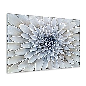 SYGALLERIER Floral Canvas Wall Art with Textured Modern Abstract White Flower Paintings Aesthetic Pictures Artwork for Living Room Bedroom Bathroom Decor