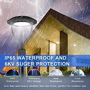 LED Post Top Light with Dusk to Dawn Photocell,80W/100W/120W/150W Power Tunable,3CCT 3000K-4000K-5000K,LED Circular Pole Light Outdoor Post Light,for Garden Street Lighting,IP65 DLC&ETL Listed-2Pack