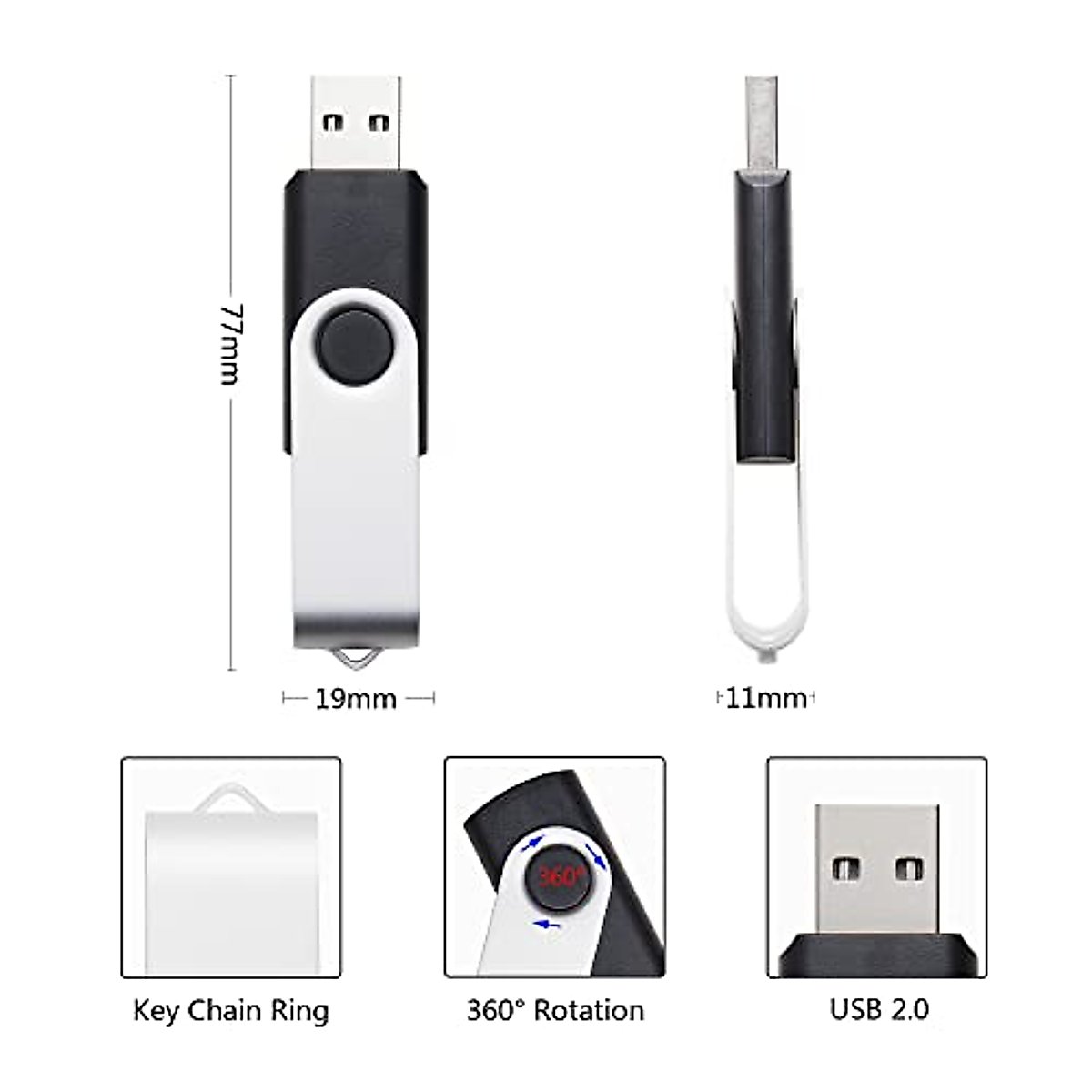 Wholesale/Lot/Bulk - ( 10 Pack ) USB 2.0 Flash Memory Stick Pen Drives U Disk Thumb Jump Pen Drive【 Random 5 Colors】【Ships from USA】 (2 GB)