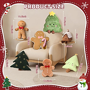 Yefound Gingerbread Plush Stuffed Pillow, Christmas Gingerbread Man Pillow, Gingerbread Man Plush Decor Pillow for Holiday Christmas Tree Gifts, 13.8in, Brown