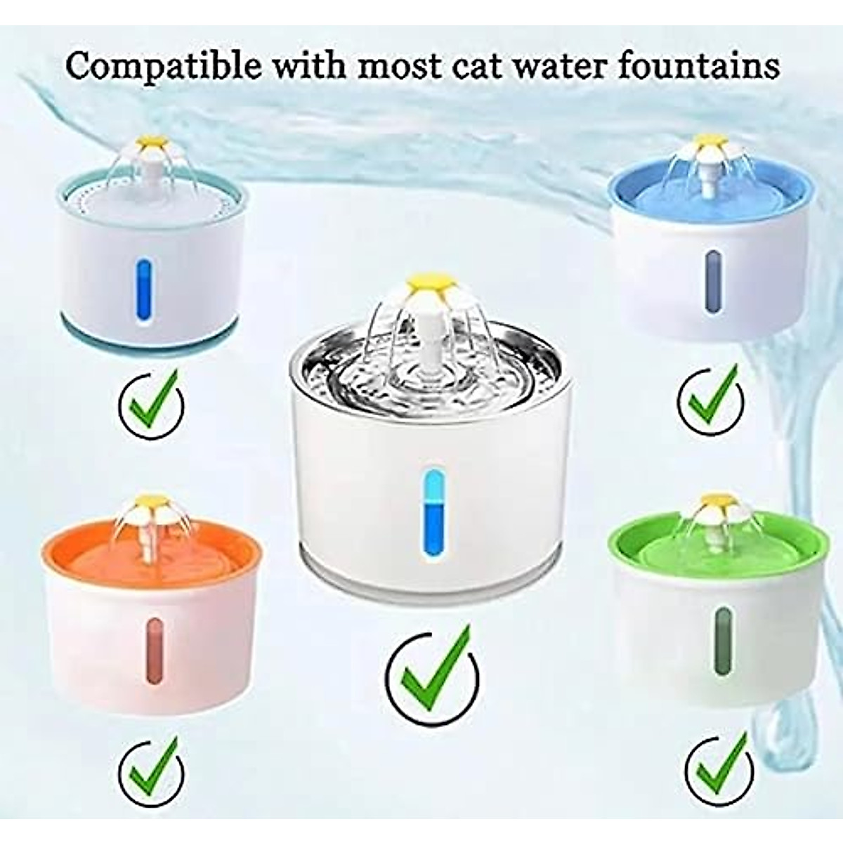 Akklaim 16 Pack Cat Water Fountain Filters Triple Filtration System Pet Cat Fountain Filter Replacement for 84oz/2.5L Cat Fountains