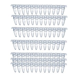 MUHWA 0.2ml PCR Tube with Thin Wall, Strip of 12 Tubes with cap, Flat Caps, 200 Strips