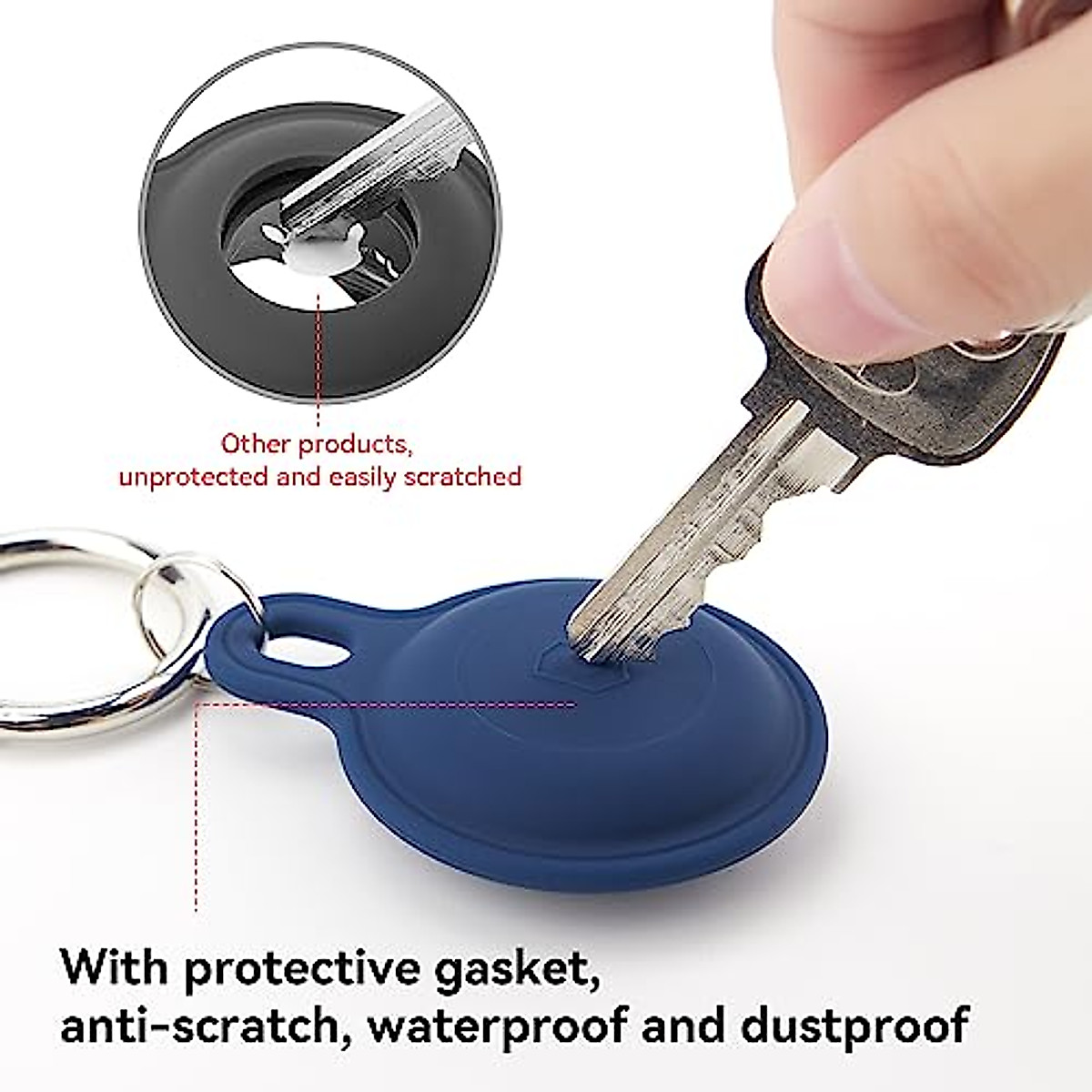 4 Pack Airtag Holder Keychain,Waterproof Apple airtag case with Key Ring,Silicone Air Tags Case for Luggage,Keys,Car,Bags,Kids,Backpack