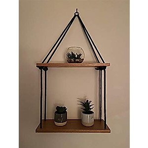 Addikts Hanging Shelves – Set of 2 Floating Wooden Shelves – Natural Oak Triangle Shelf – Indoor Plant Shelf – Unique Wall Décor for Bedroom, Bathroom or Kitchen – Minimalist and Modern Design