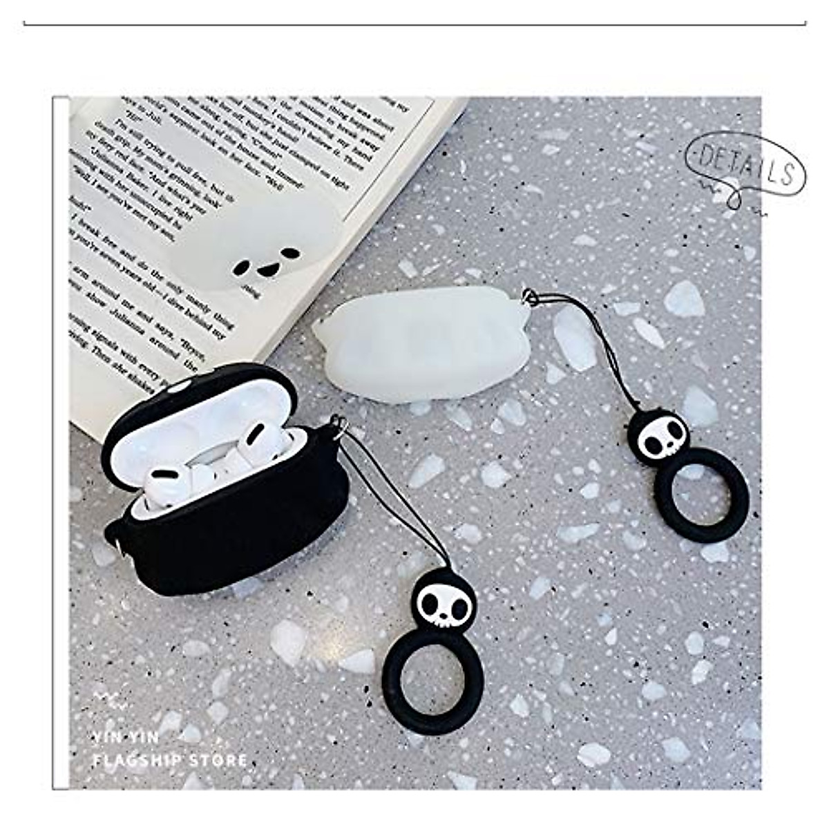 Airpods Pro Case, 3D Cute Cartoon Ghost Compatible with Apple Airpods 3&Pro, Airpods Pro Accessories Shockproof Protective Silicone Cover and Skin for Apple Airpods Pro Charging Case (Luminous Ghost)
