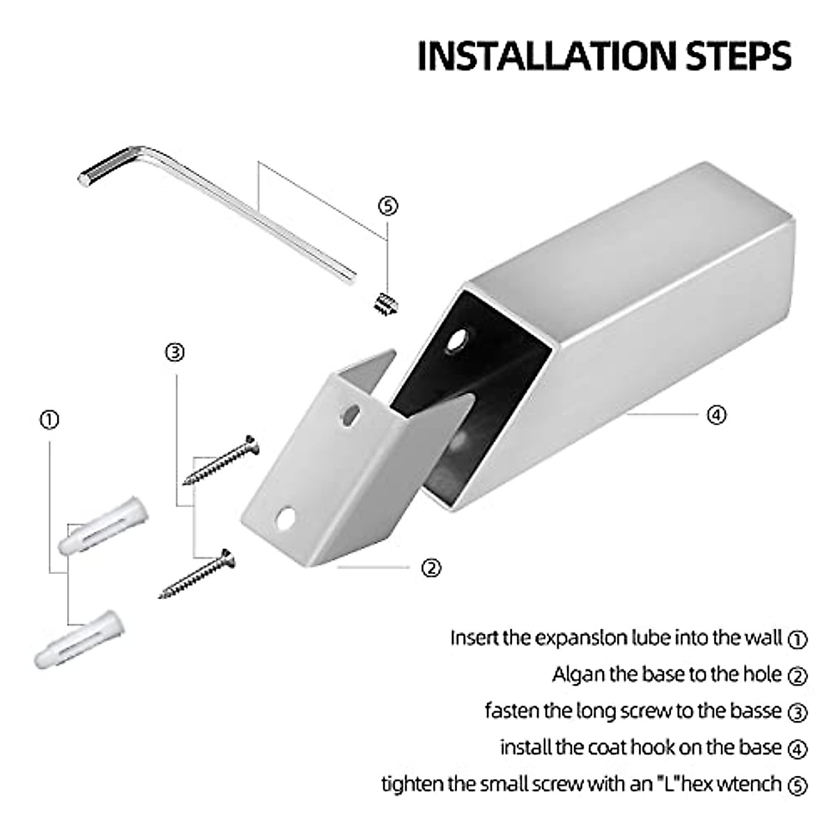 Modern Towel Hooks Stainless Steel 304 Rope Hooks for Bath Kitchen Bedroom Garage Hotel Wall Mounted (Brushed-2PCS)