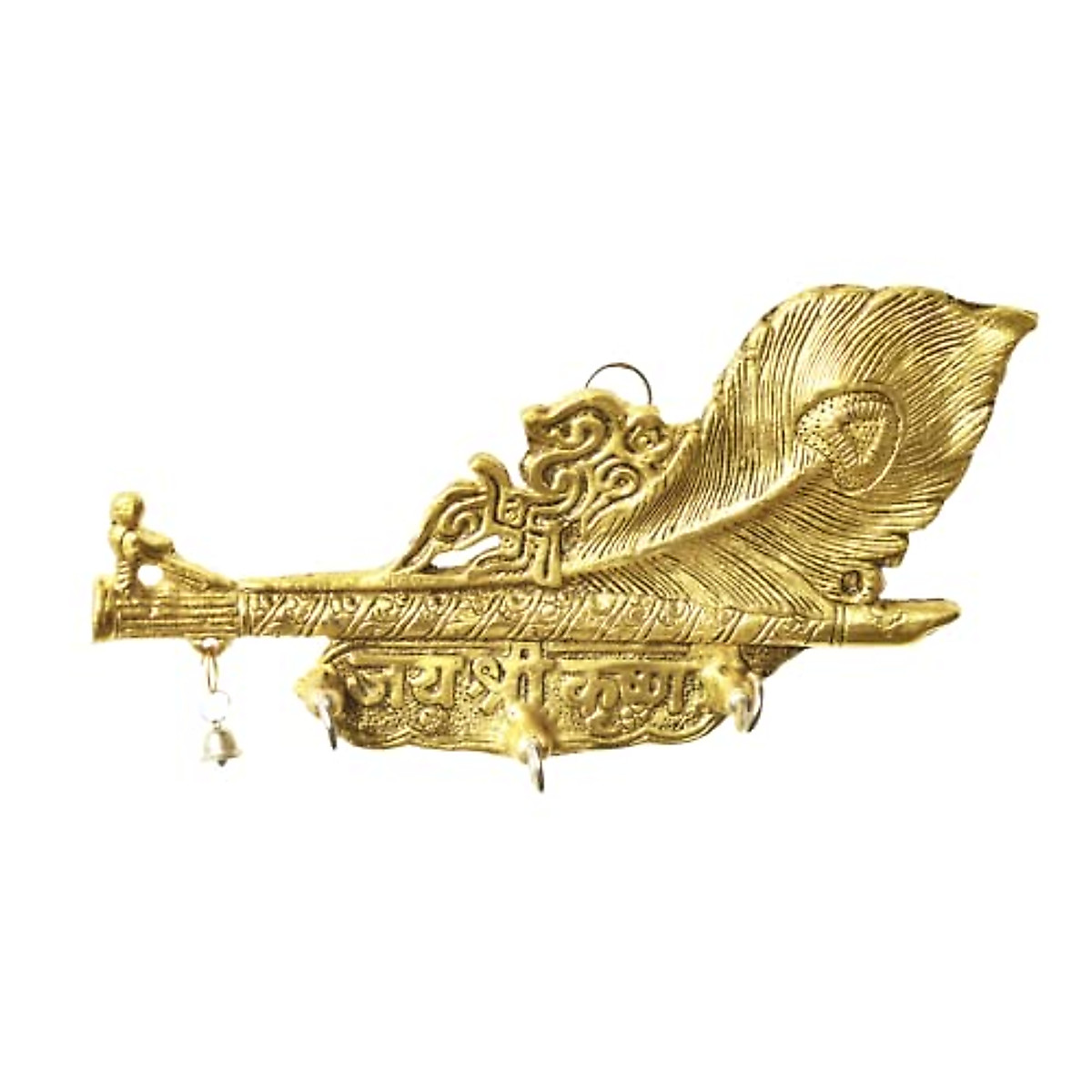 Tarini Gallery Decorative Metallic Keyholder Décor Gift Interior Living Room Home Office Wall Hanging Showpiece (Jai Shri Krishna)