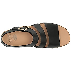 Dr. Scholl's Shoes Women's Island Glow Strappy Flat Sandal,Black Smooth,8.5