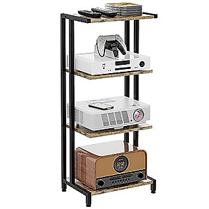 X-cosrack 4-Tier AV Media Stand Corner Shelf Wooden Corner Shelves Component Cabinet Stereo Audio Rack Stand Tower Perfect for DVD Players:Game Console:TV Box:Cable Box:Xbox:WiFi Router