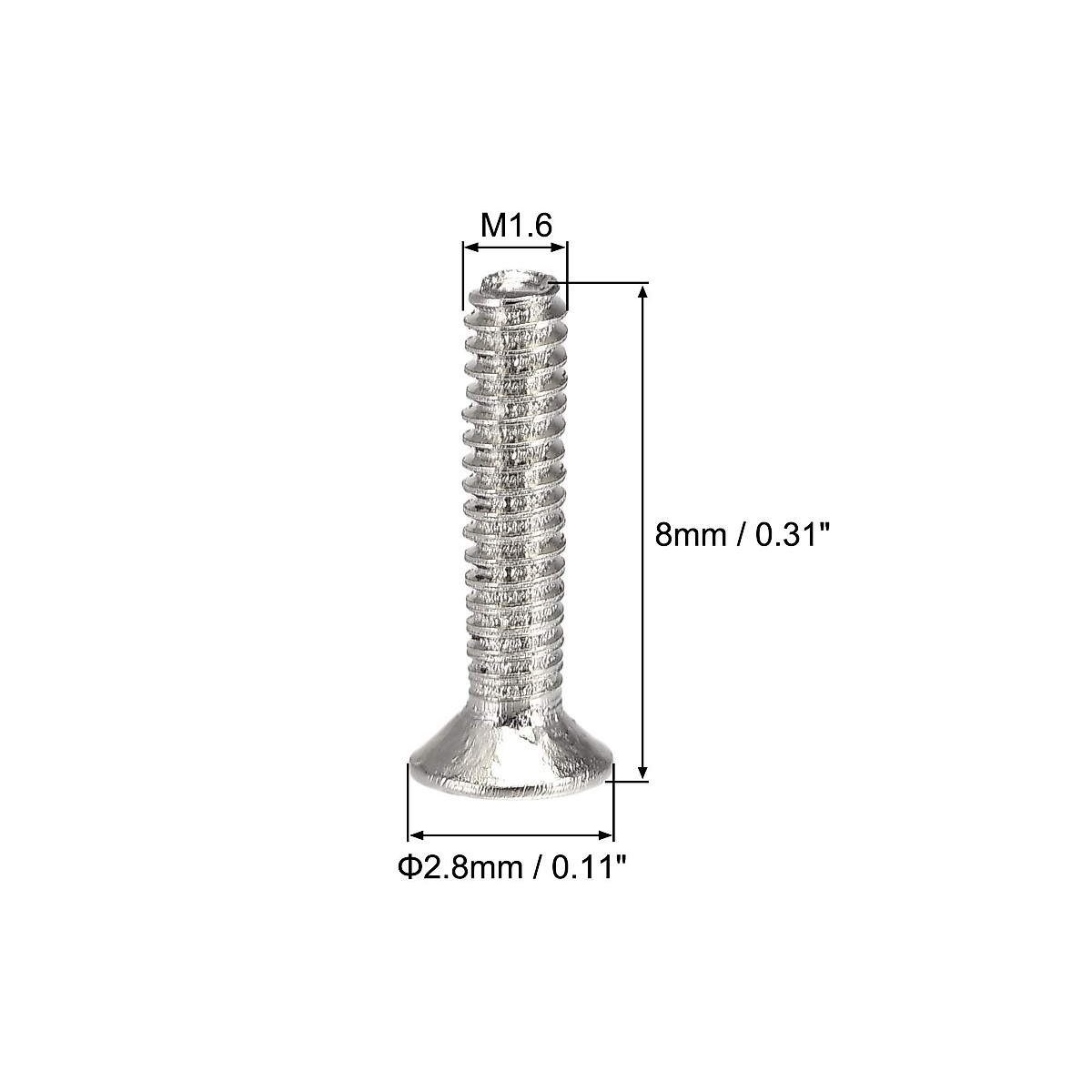 uxcell M1.6 x 8mm Phillips Screw Fastener Silver Tone for Laptop PC TV Fan Switch 500pcs