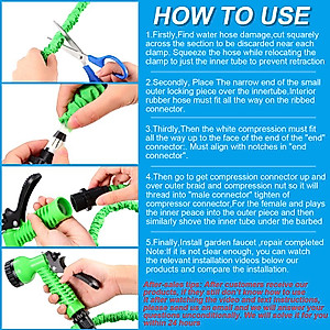 4 Sets Garden Expandable Hose Repair Kit Plastic Faucet Adapter Water Hose Connectors with 8 Pieces 3/4 Inch Rubber Gaskets for Garden Hose