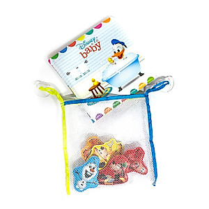 Disney Baby Bath Time Books - Activity Books for kids, Bath book, 6 Padded suction cups, 1 Mesh bag
