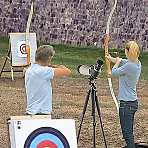 LANDOVE 20-60X80 Spotting Scopes, Dual Focus BAK4 HD Optics Spotting Scope with Carrying Bag and Large Phone Adapter for Hunting, Target Shooting, Archery, Bird Watching Bonus a Table Tripod