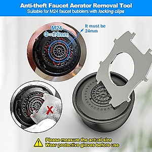 304 Stainless Steel Aerator Key, Can remove faucet aerators with stopper, M24 male faucet aerators Removal Tool, and remove M22, M24 recessed faucet aerators with gears.