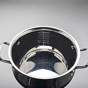 SANQIAHOME Induction Cooking Pot 24 cm - 18/8 Stainless Steel - 4.3L - Mirror polishing -with Scale ruler Suitable for All Cookers - Oven-Safe